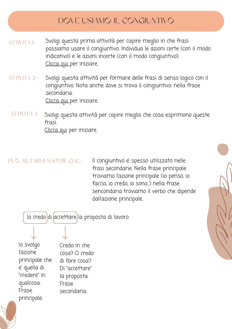 Il Congiuntivo Presente E Passato PDF With Online Activities - Etsy