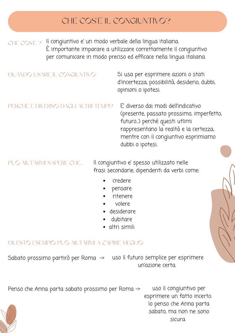 Il Congiuntivo Presente E Passato PDF With Online Activities - Etsy
