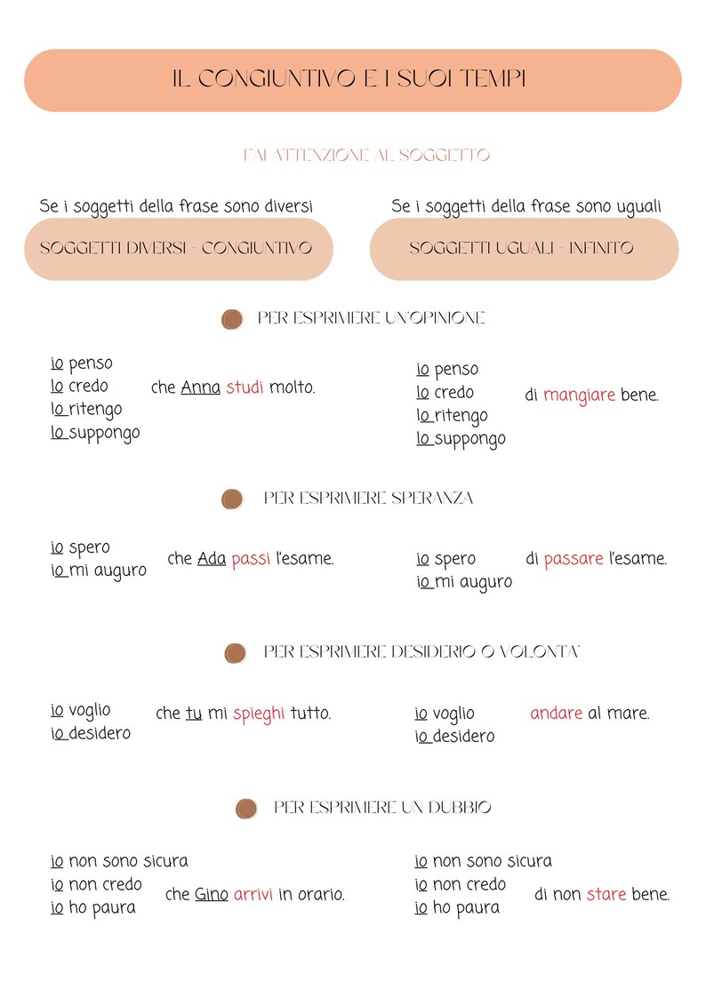 Il Congiuntivo Presente E Passato PDF With Online Activities - Etsy