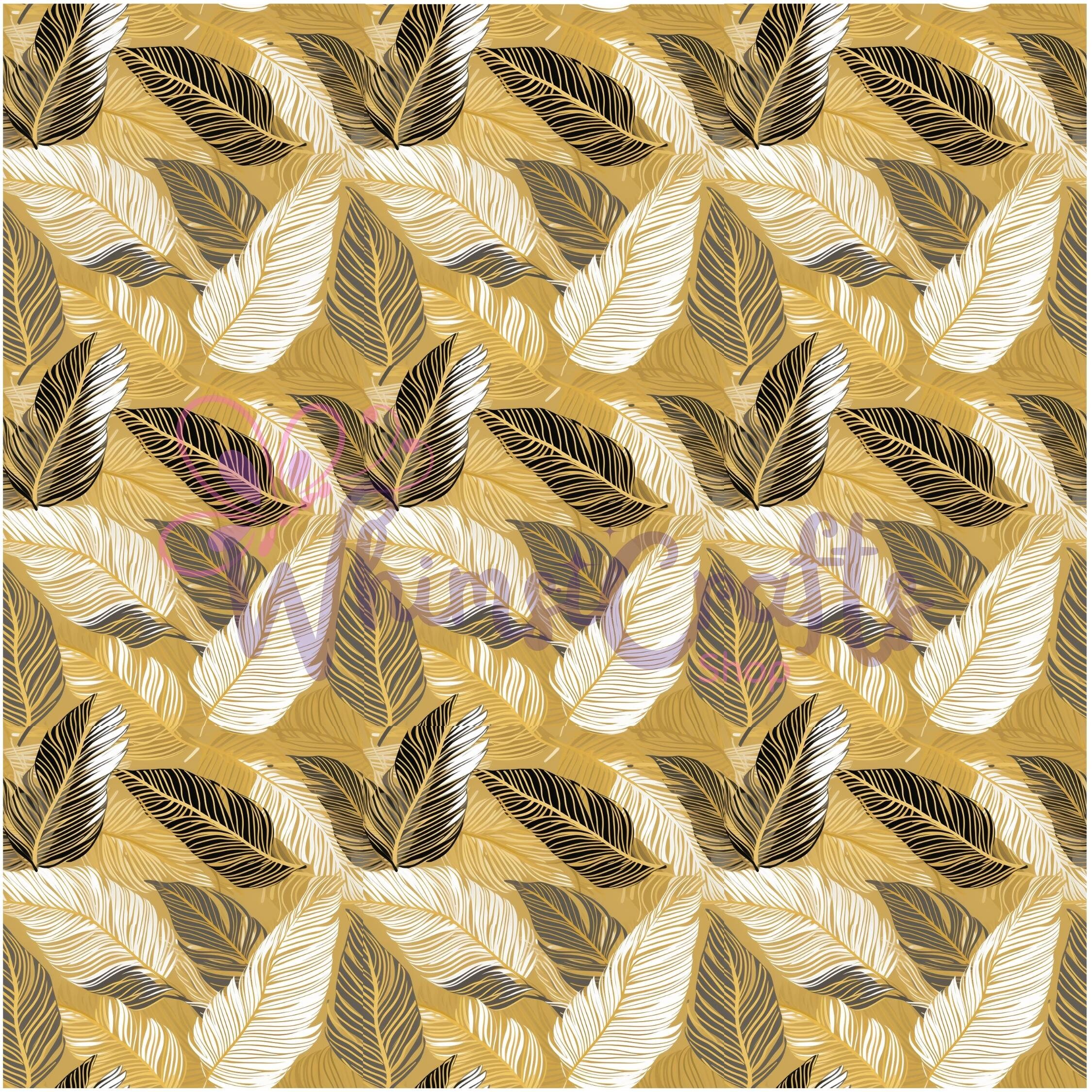 50 Gold-lined Tropical Leaves Seamless Patterns, Tropical Seamless ...