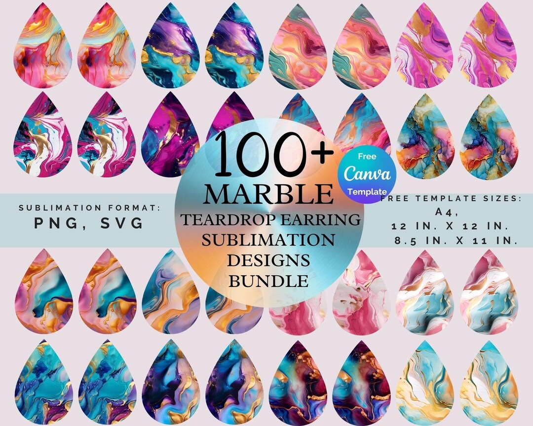 100+ Marble Teardrop Sublimation Earring Designs, Sublimation Earring ...