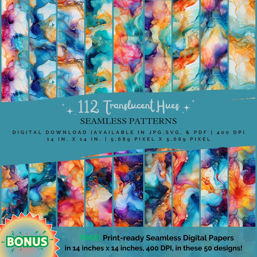 112 Translucent Hues Seamless Patterns, Digital Papered, Seam Less ...