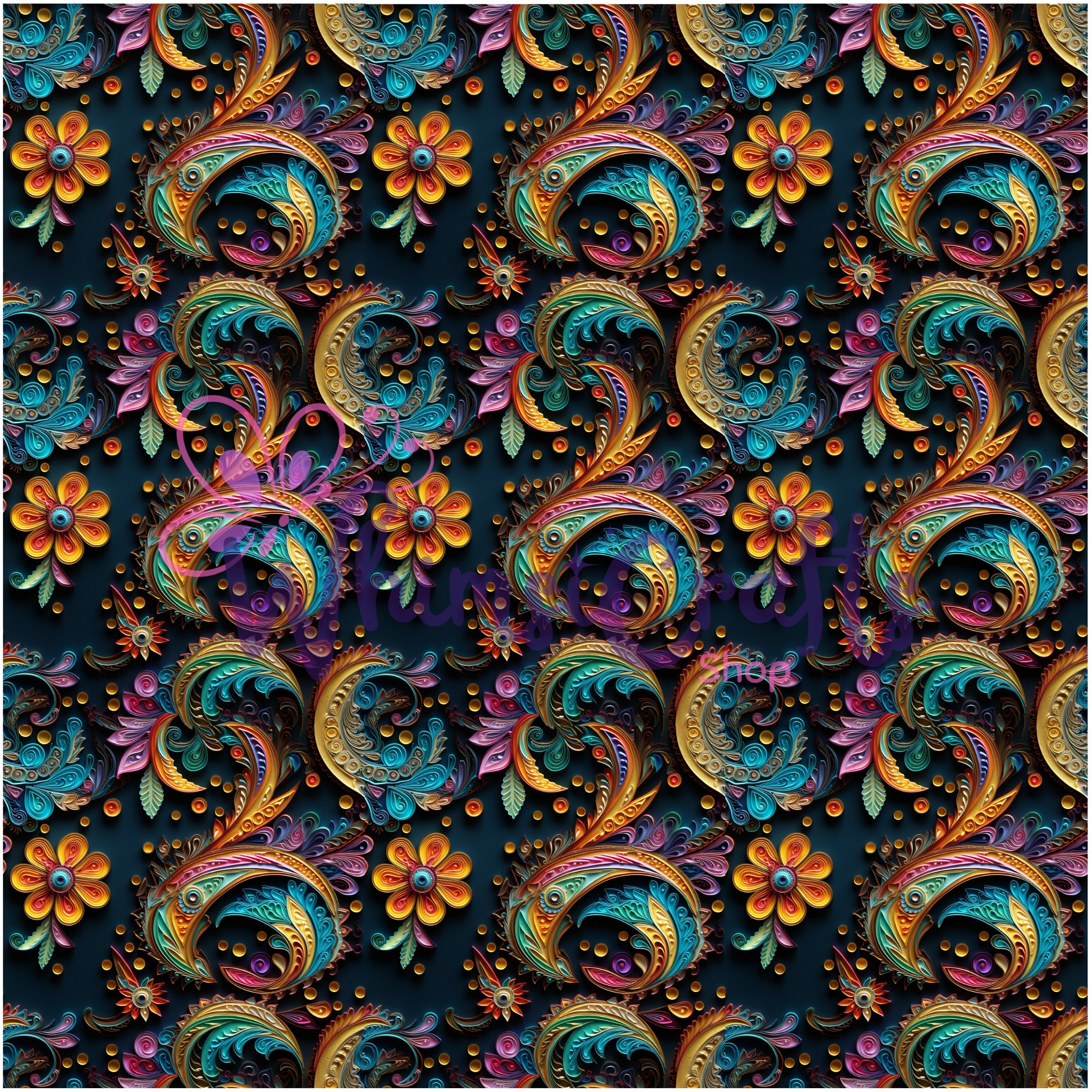 50 3D Paper Paisley Seamless Patterns, Paisley Pattern, Digital Papered ...