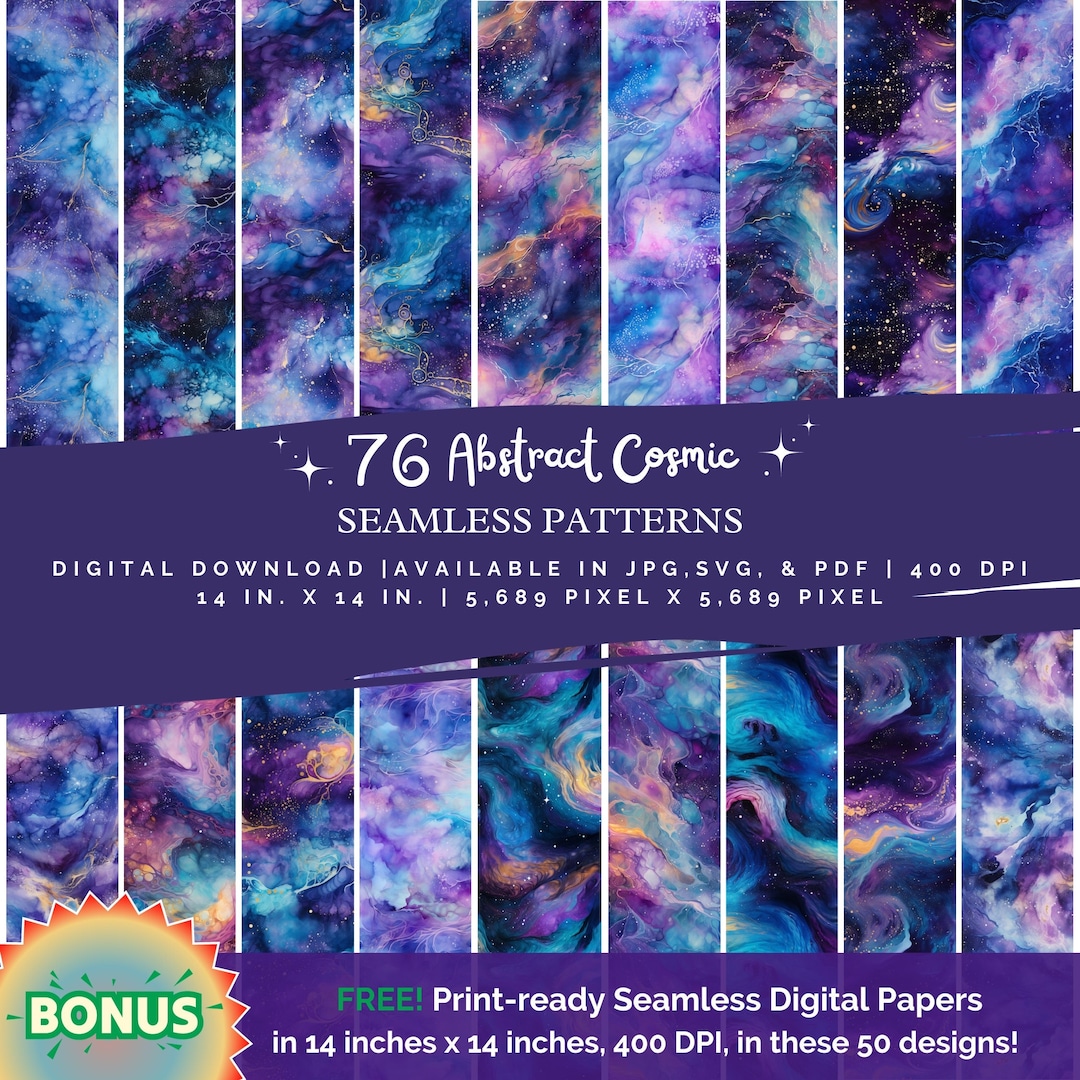 76 Abstract Cosmic Seamless Patterns, Space Cosmic, Digital Papered ...