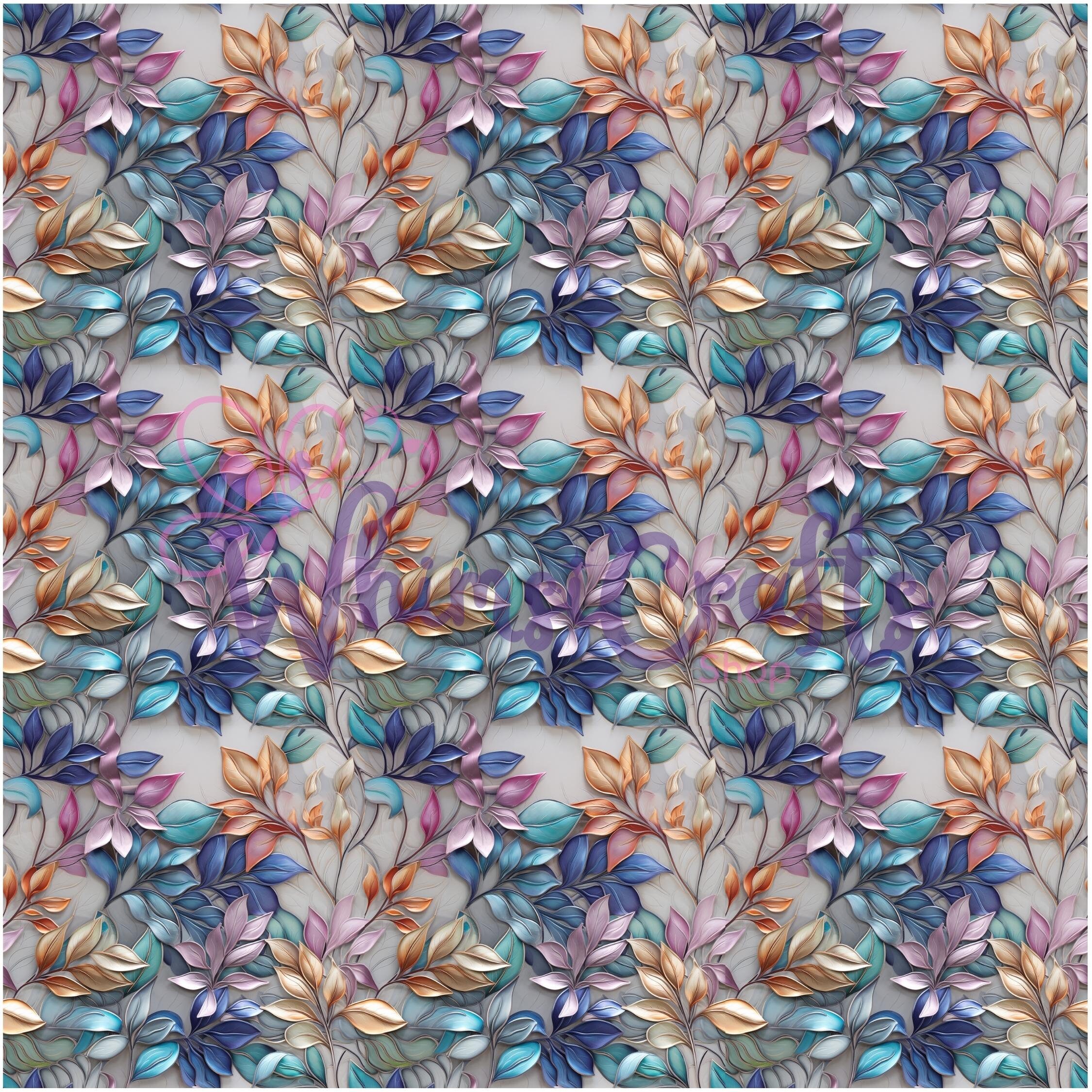 50 3D Chrome Leaves Seamless Patterns, Digital Patterns, Seamless ...