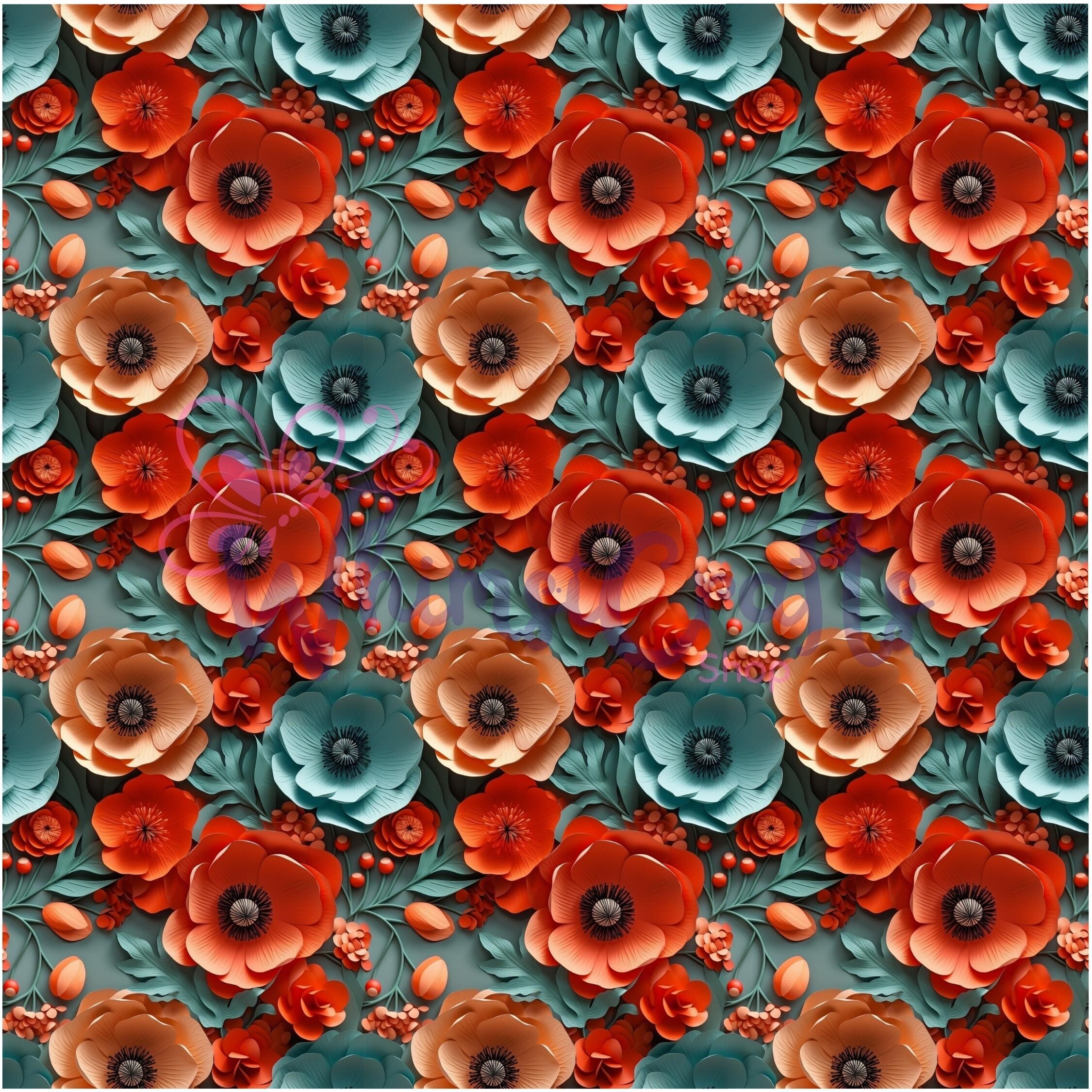 50 3D Paper Peonies Seamless Patterns, Florall, Seam Less, Digital ...