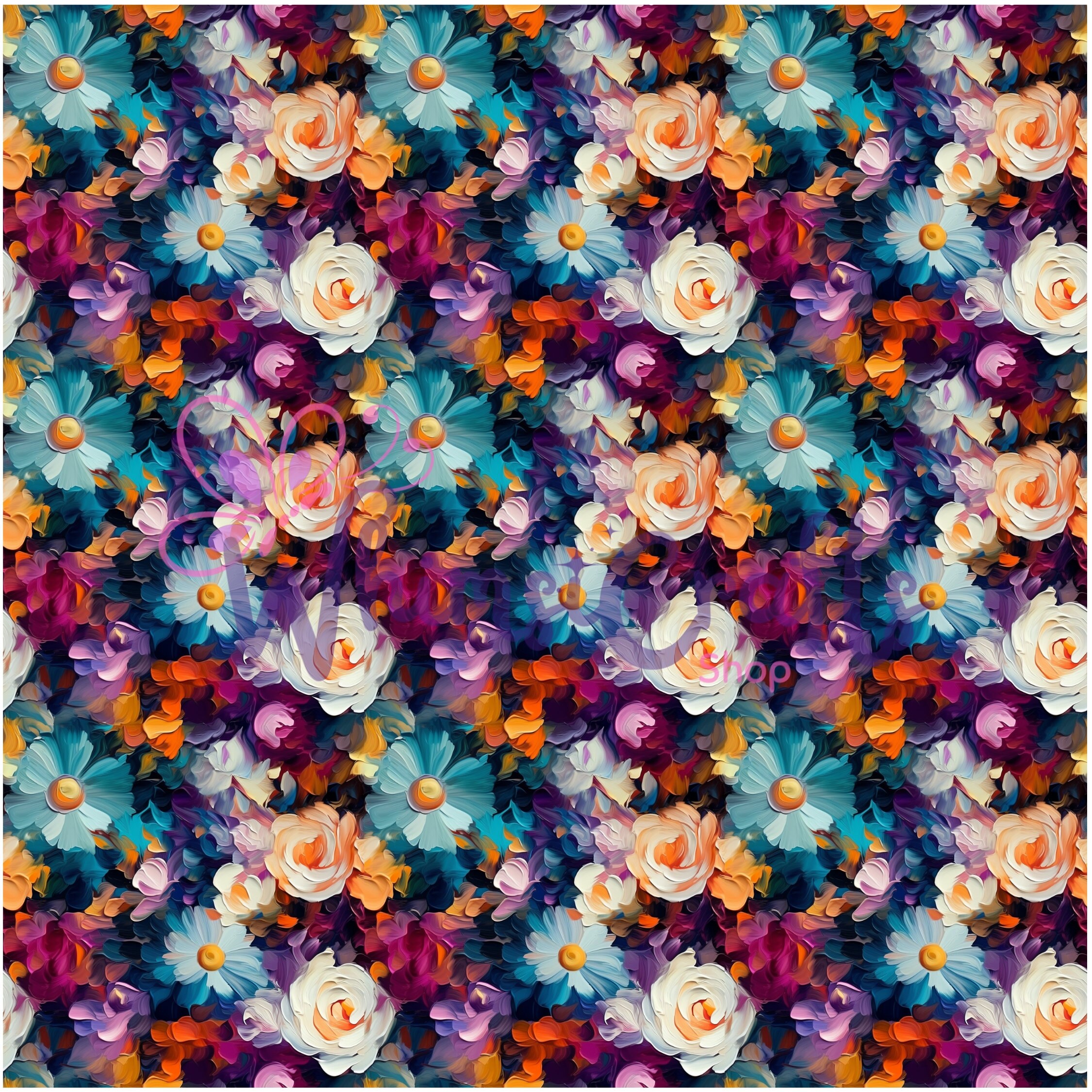 64 Oil Paint Texture Floral Seamless Patterns, Artful Oil Paint ...