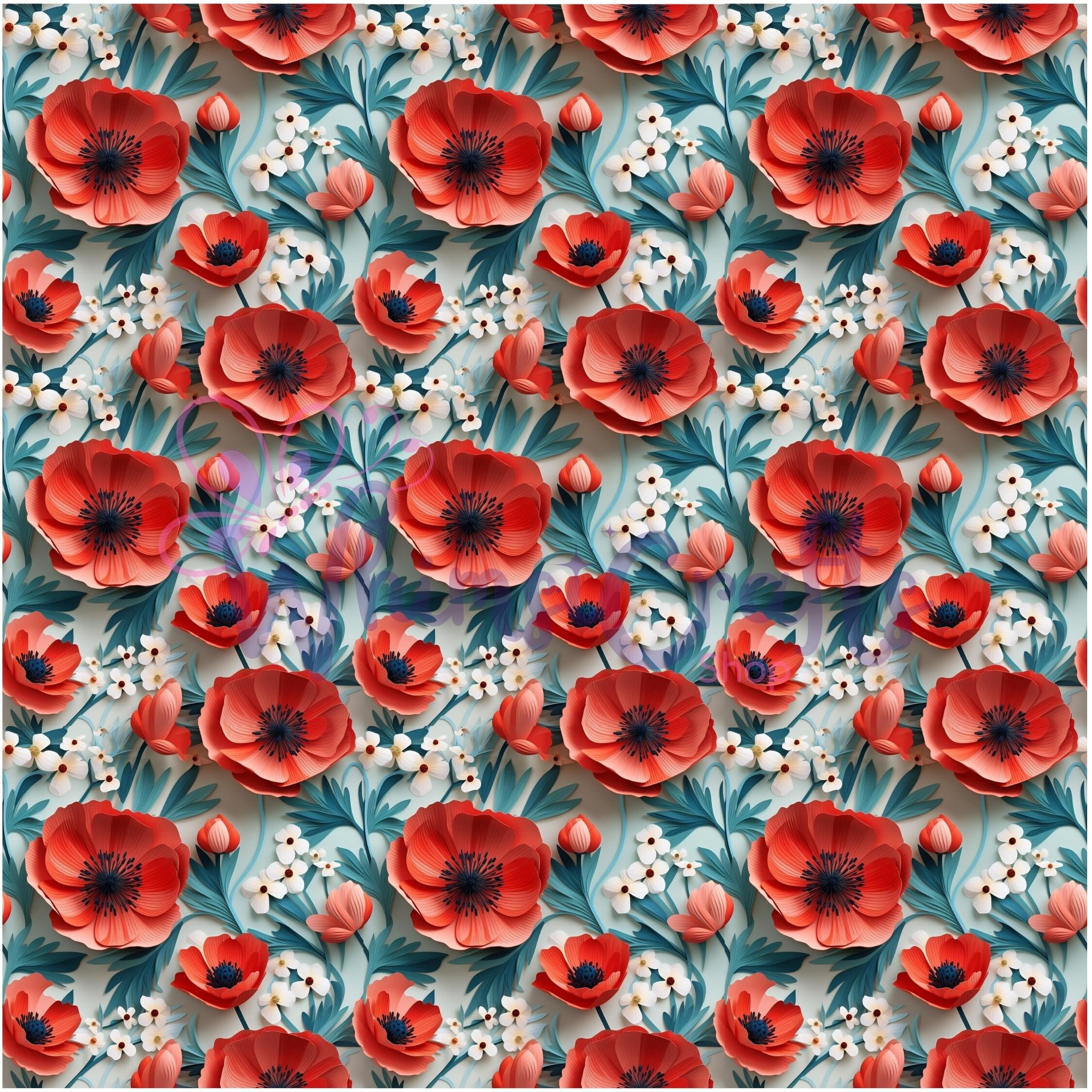 50 3D Paper Peonies Seamless Patterns, Florall, Seam Less, Digital ...