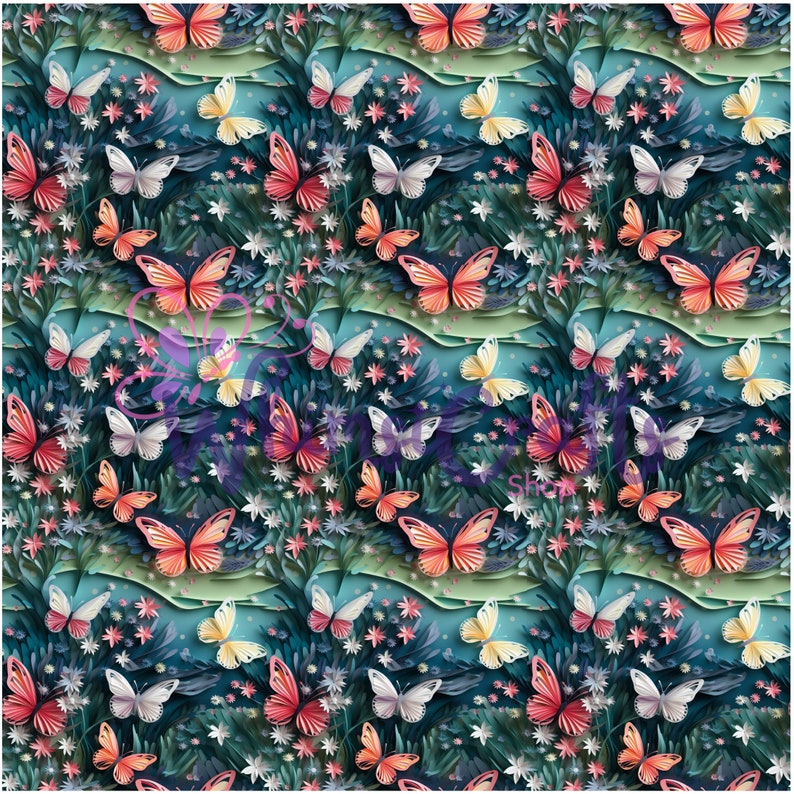 50 3D Paper Butterflies Seamless Patterns, Butterflies Pattern, Butter ...