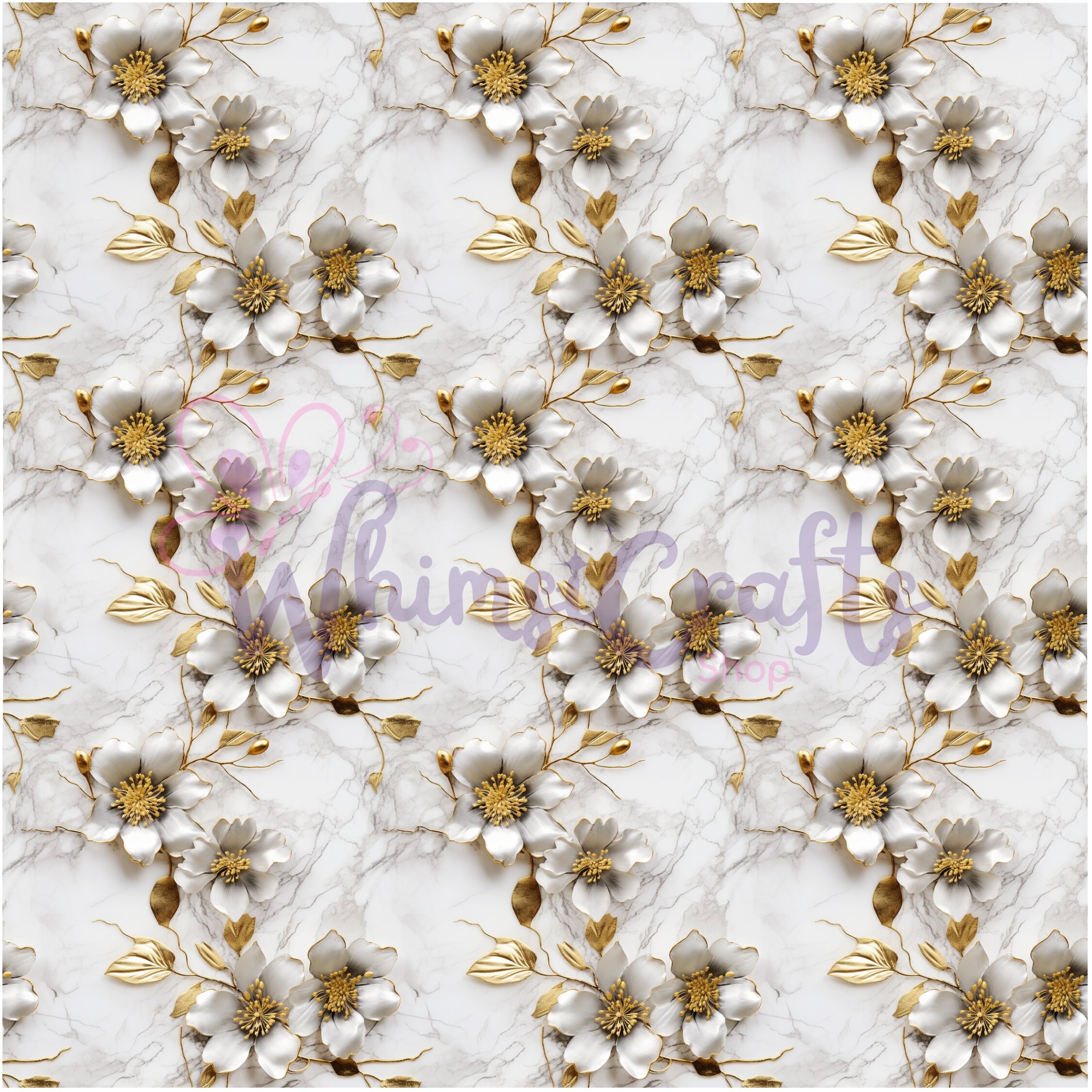 50 3D Flowers With Marble Background Seamless Patterns, Digital Papered ...