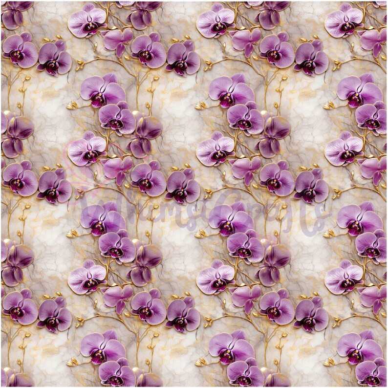 50 3D Flowers With Marble Background Seamless Patterns, Digital Papered ...