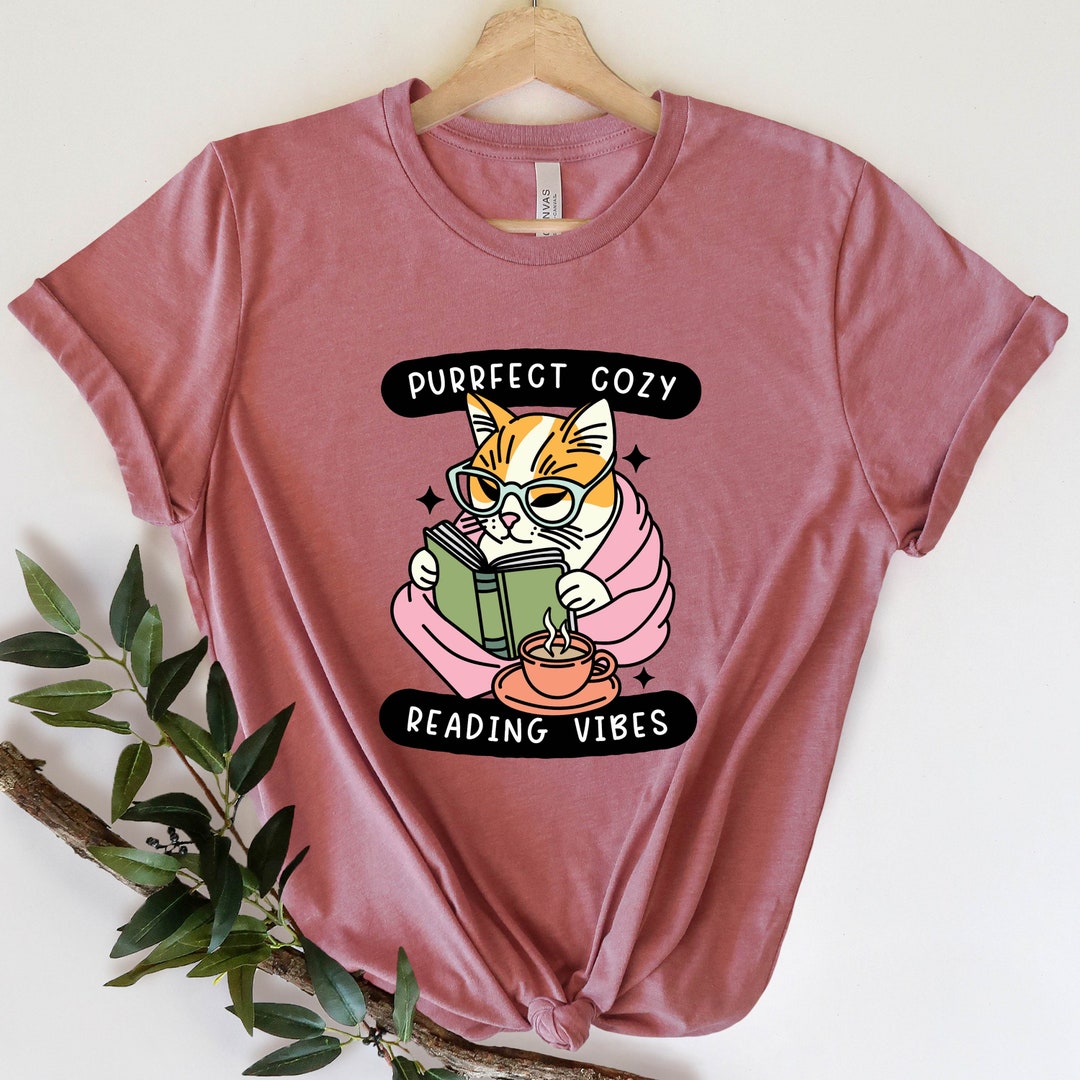 Purrfect Cozy Reading Vibes Shirt Cute Trendy Bookish Cat Sweatshirt ...