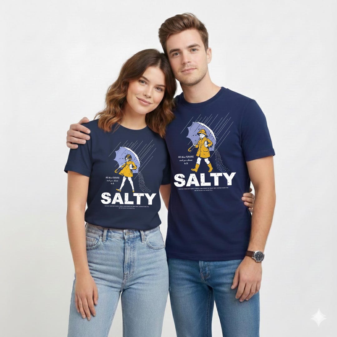 Salty Girl & Salty Boy Shirt, Funny Parody Tee, Vintage Retro ...
