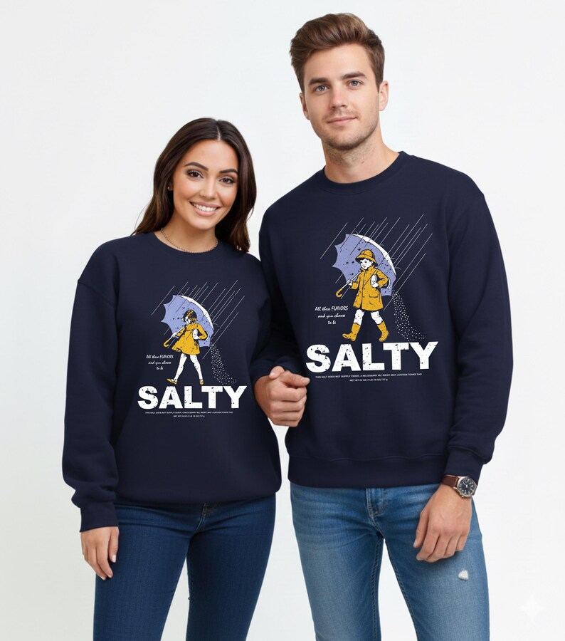 Salty Girl & Salty Boy Shirt, Funny Parody Tee, Vintage Retro ...
