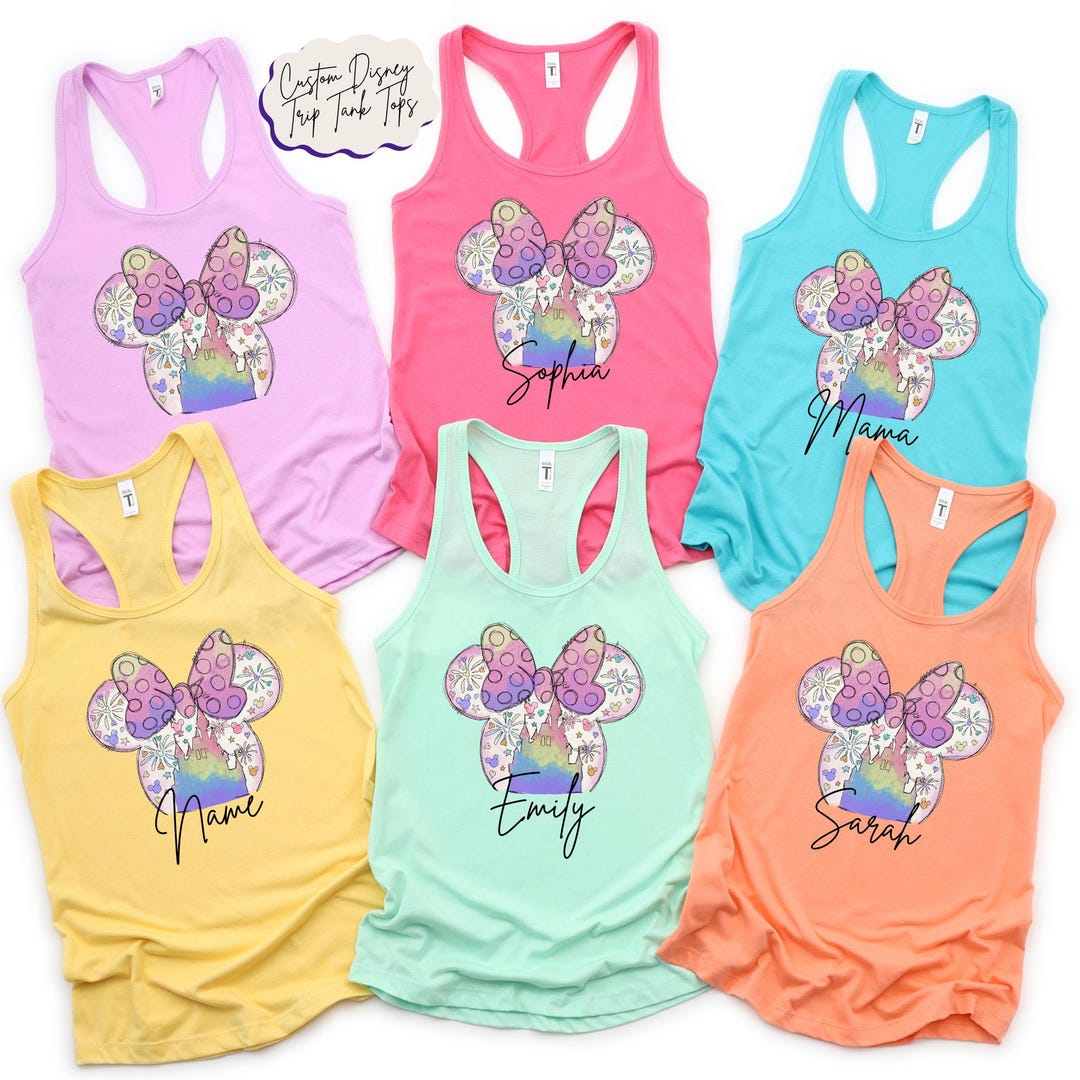 Custom Disney Watercolor Tank Tops, Minnie Mouse Ears Tank Top, Disney ...