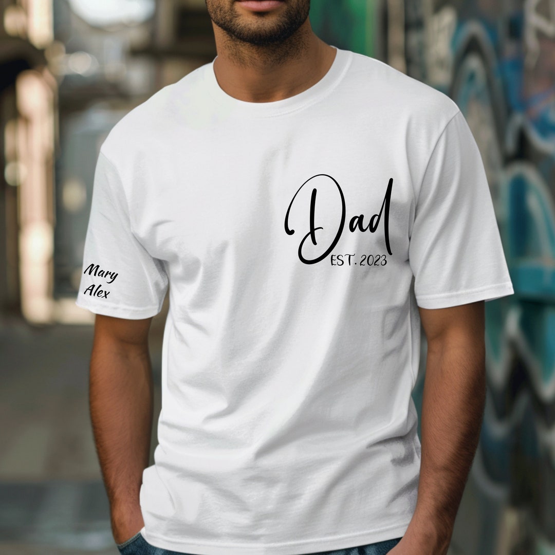 Custom Dad Shirt With Kids Names on Sleeve, Personalized Father's Day T ...