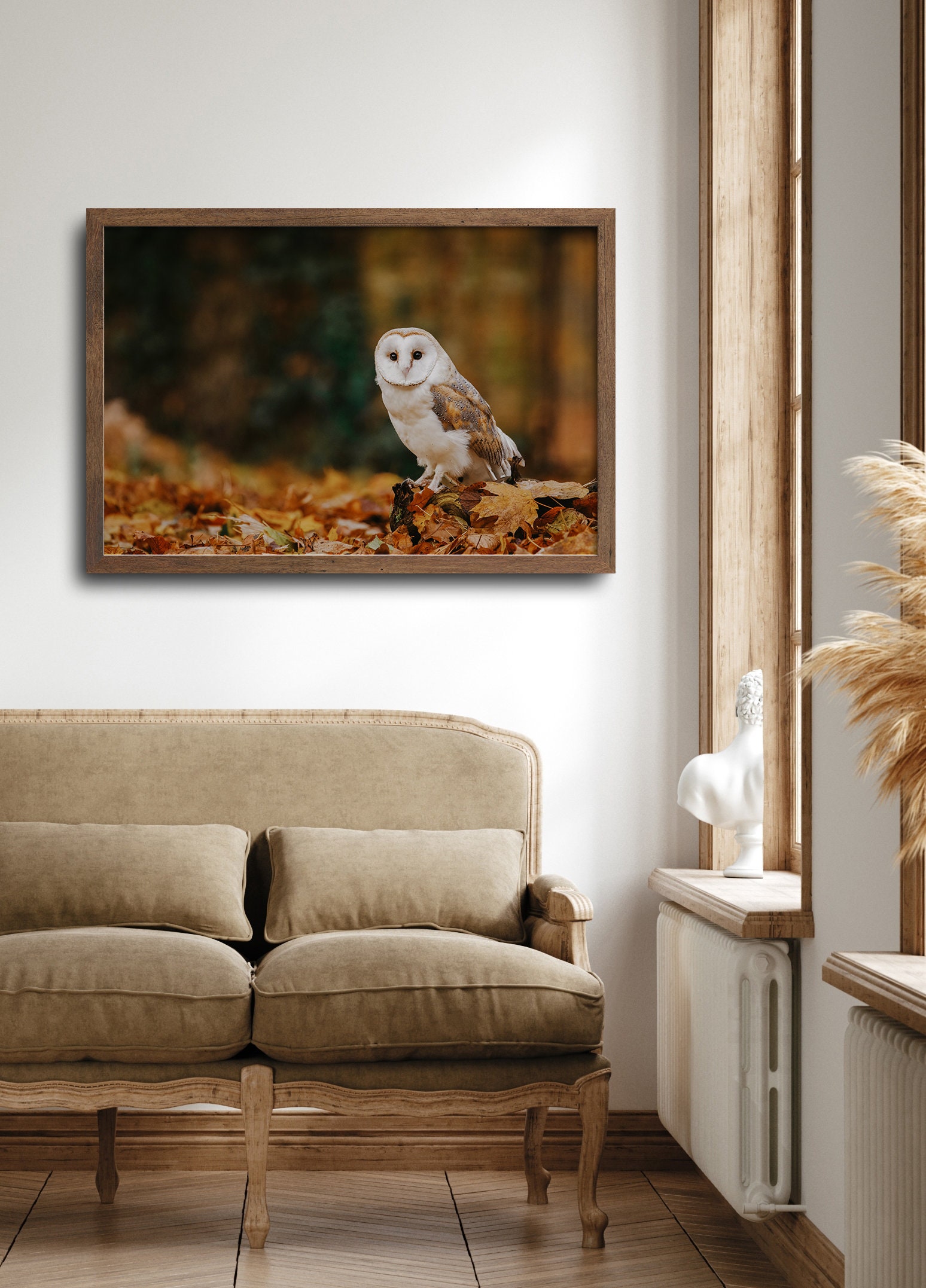 Barn Owl in Forest Print, Rustic Wildlife Poster, Woodland Owl Digital ...