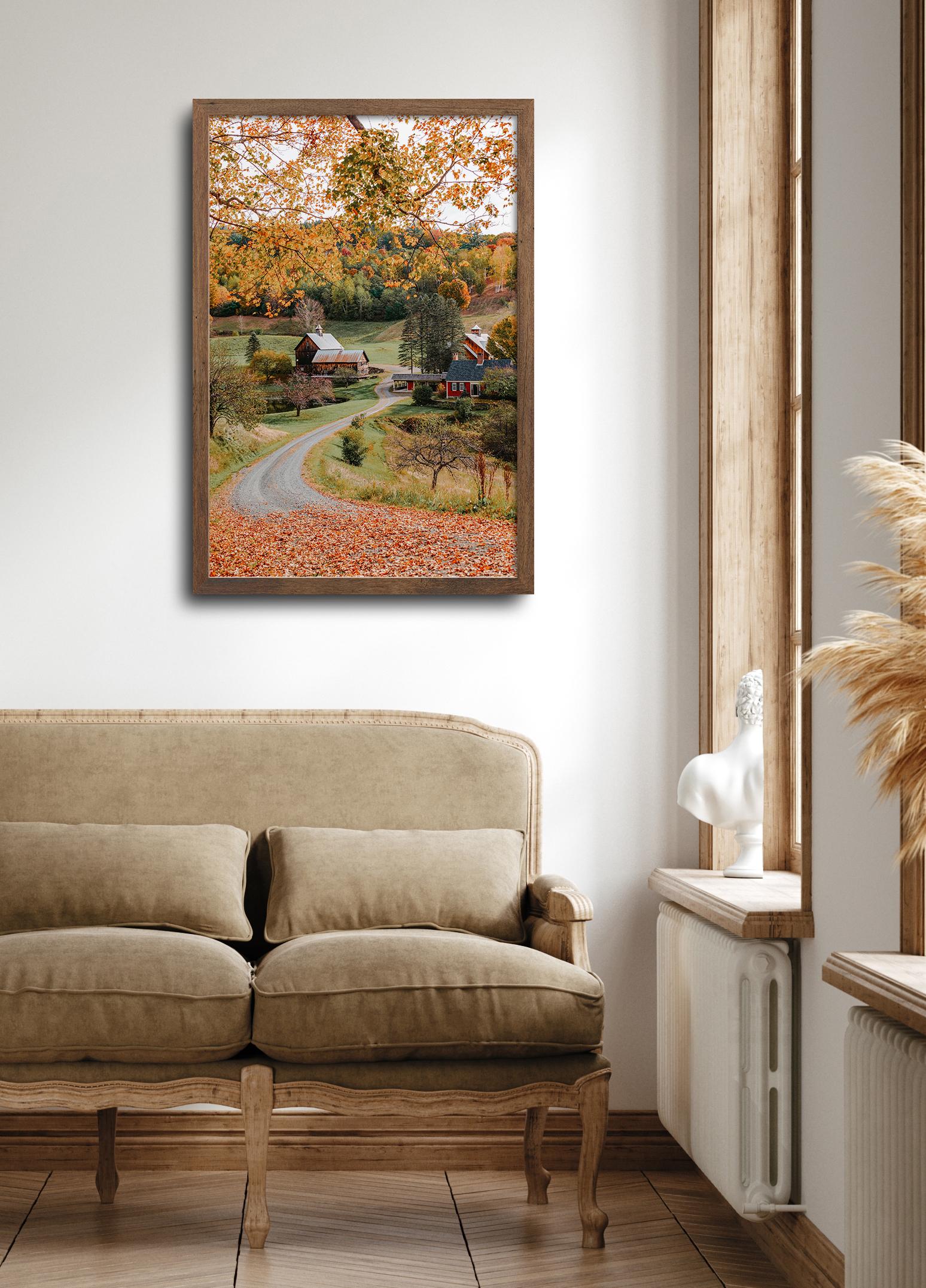 Old New England Farm Print, Vermont in Autumn Poster, Rustic Home Decor ...