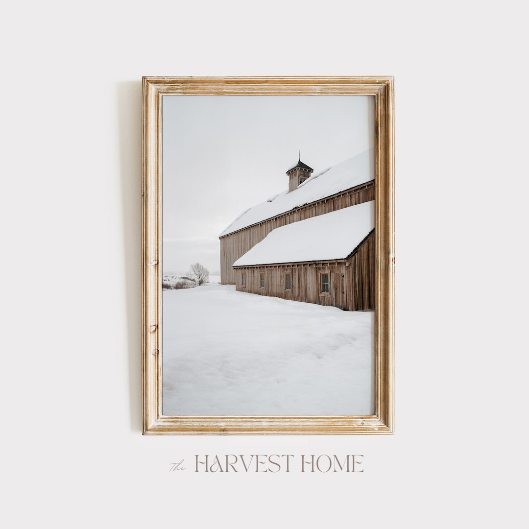 Rustic Winter Barn Print, Snow Covered Barn Wall Art, Farmhouse Decor ...