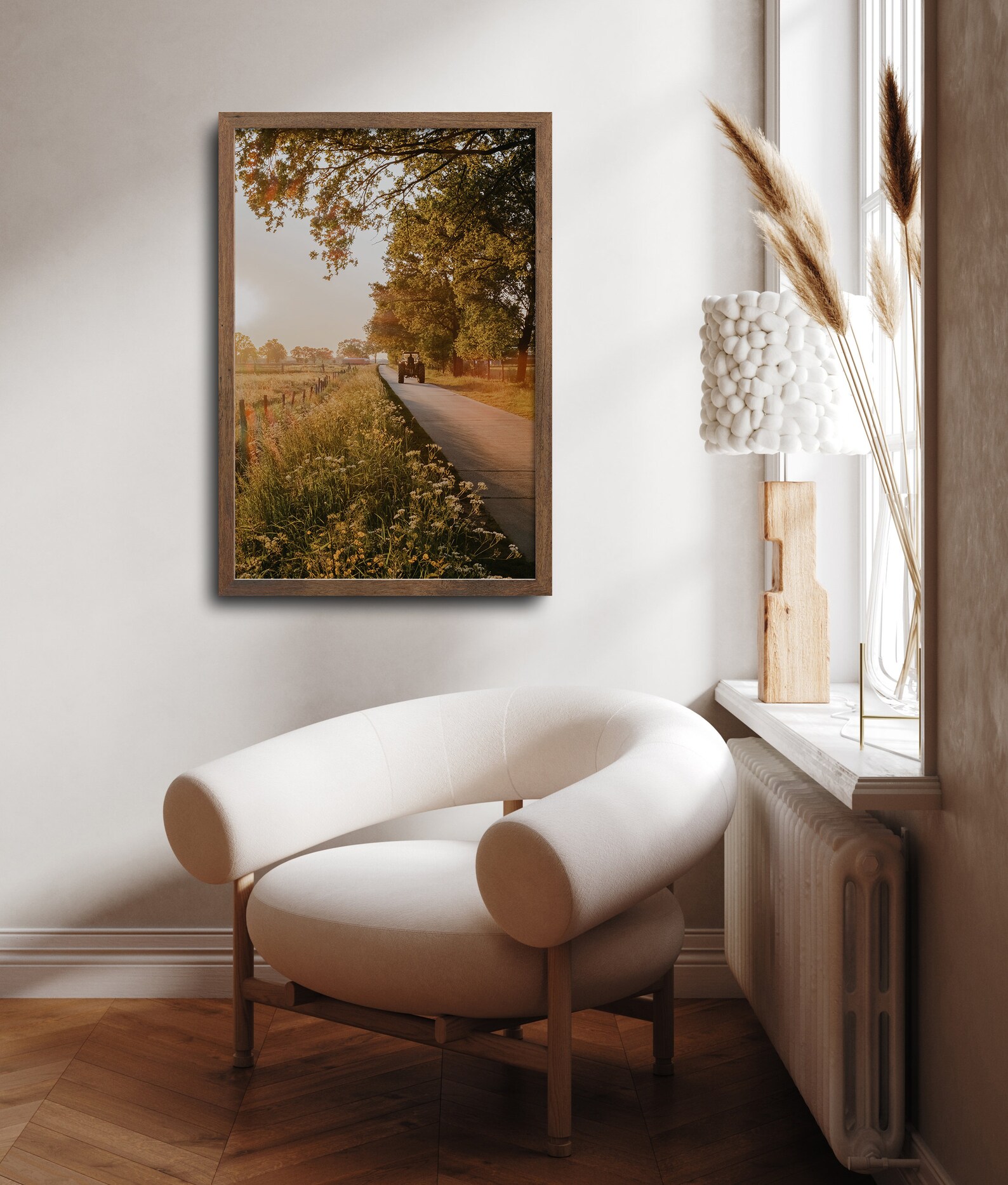 Tractor on Country Lane Print, Autumn Sunset Poster, Farmhouse Decor ...
