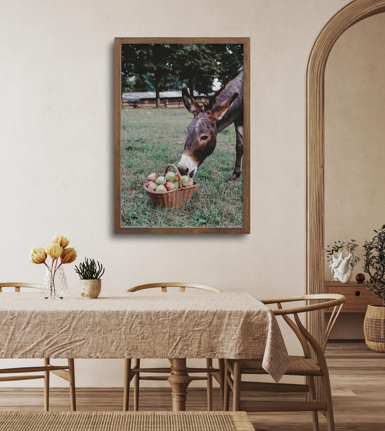 Mule Stealing Apples From the Basket Print, Autumn Apple Harvest ...
