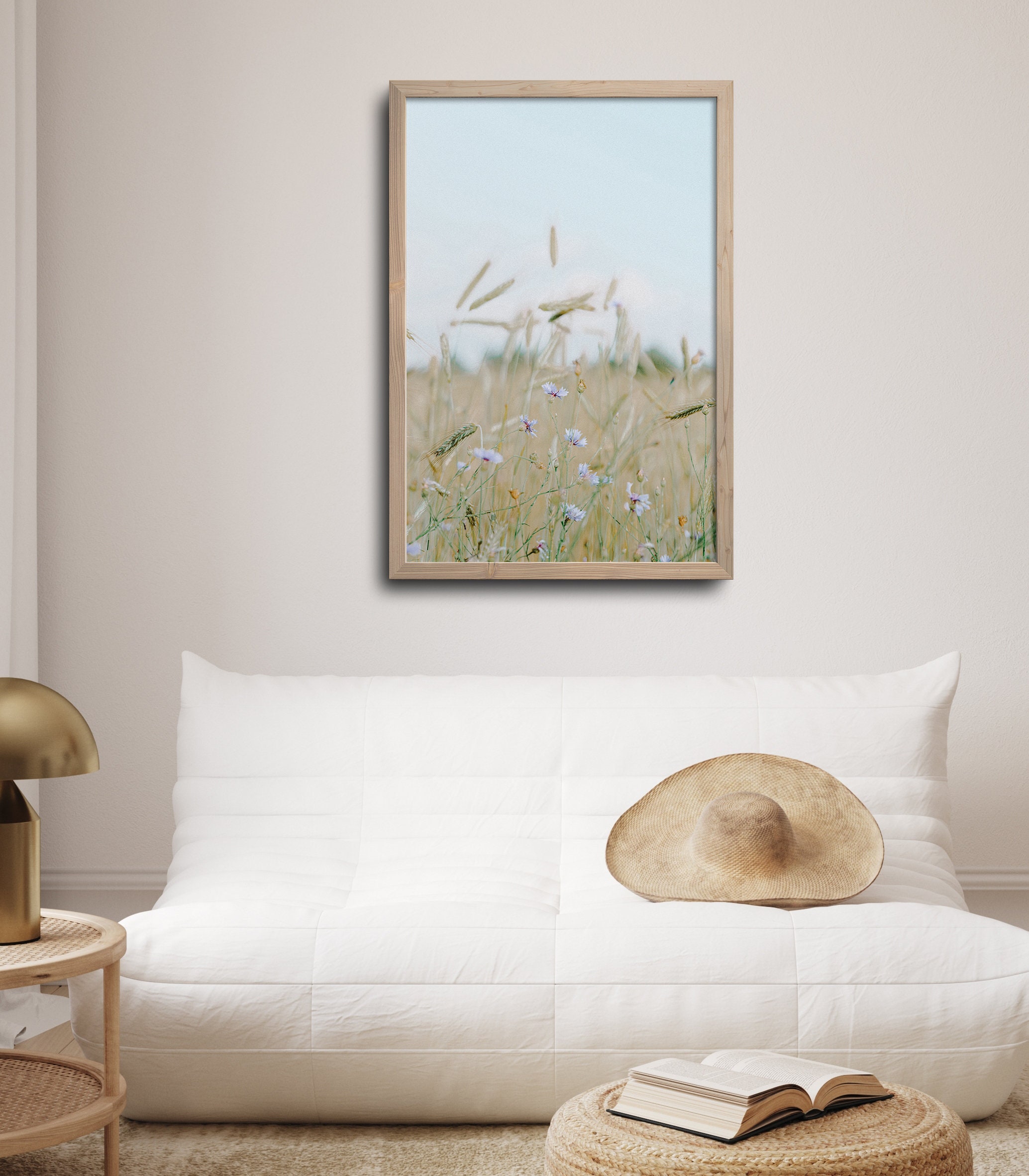 Farm Flower Field Print, Summer Scenery Print, Little Blue Flowers ...