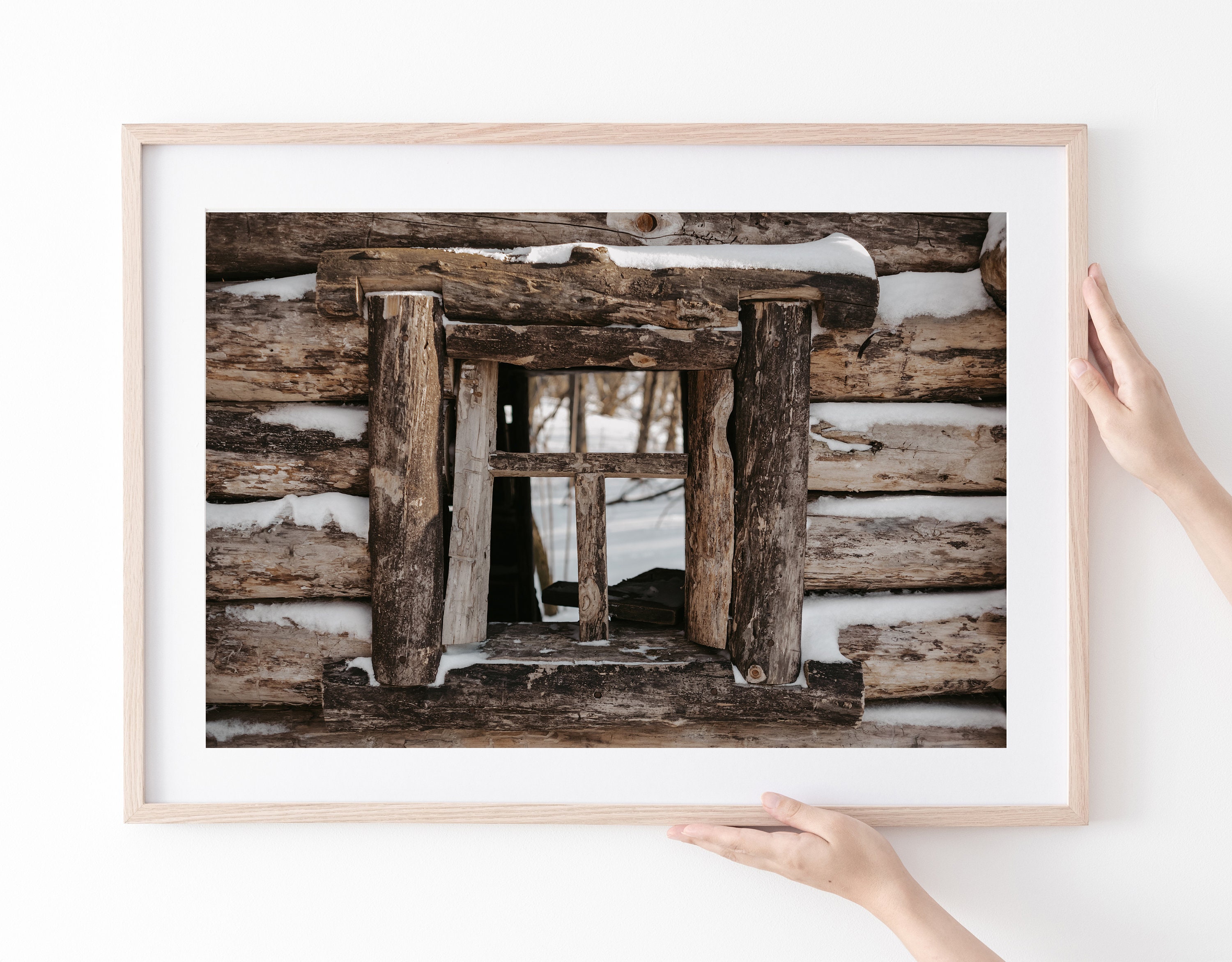 Snowy Cabin Winter, Log Cabin Wall Art, Rustic Winter Decor, Farmhouse ...