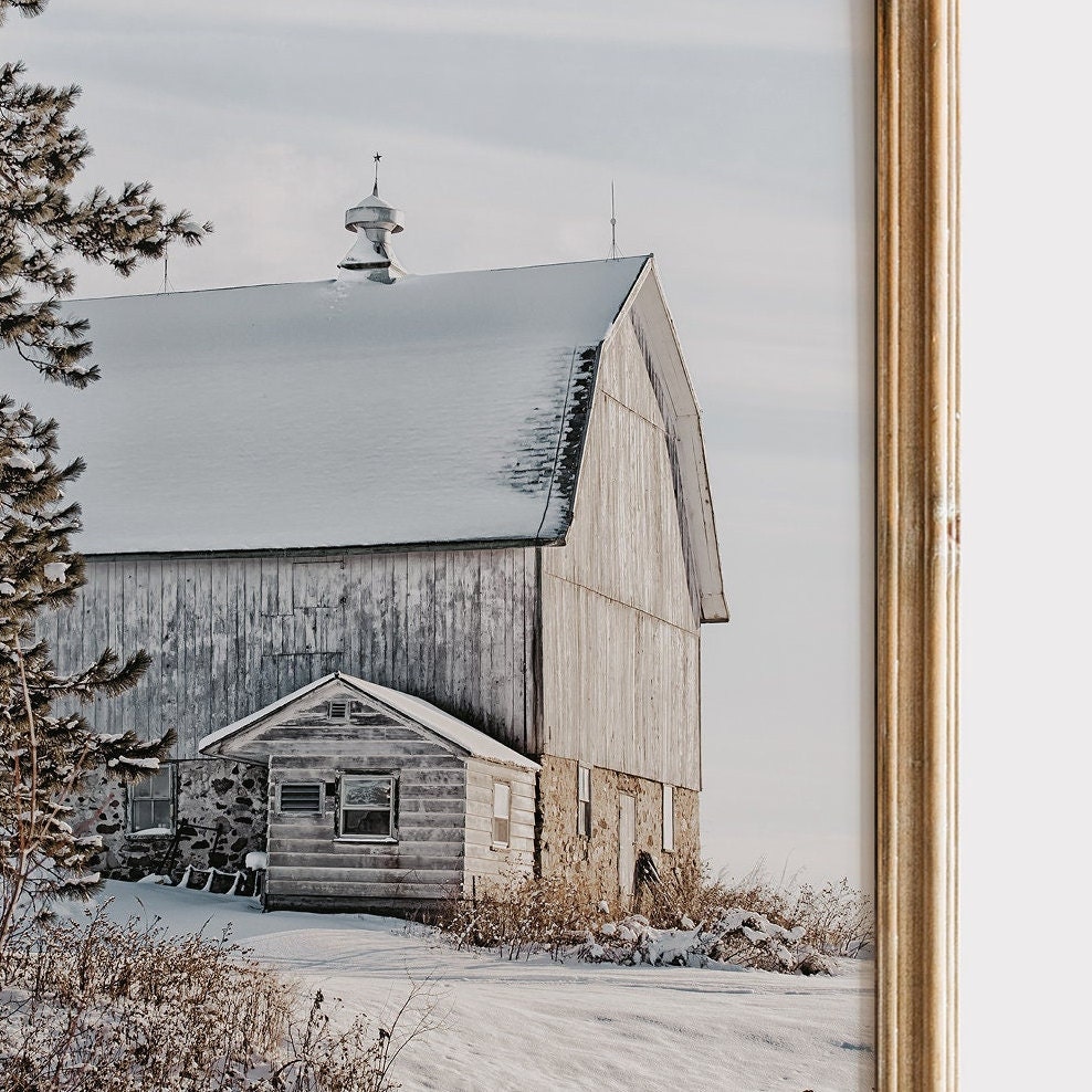Farm Barn Scenery Print, Rustic Barn Poster, Farm Landscape, Farmhouse ...