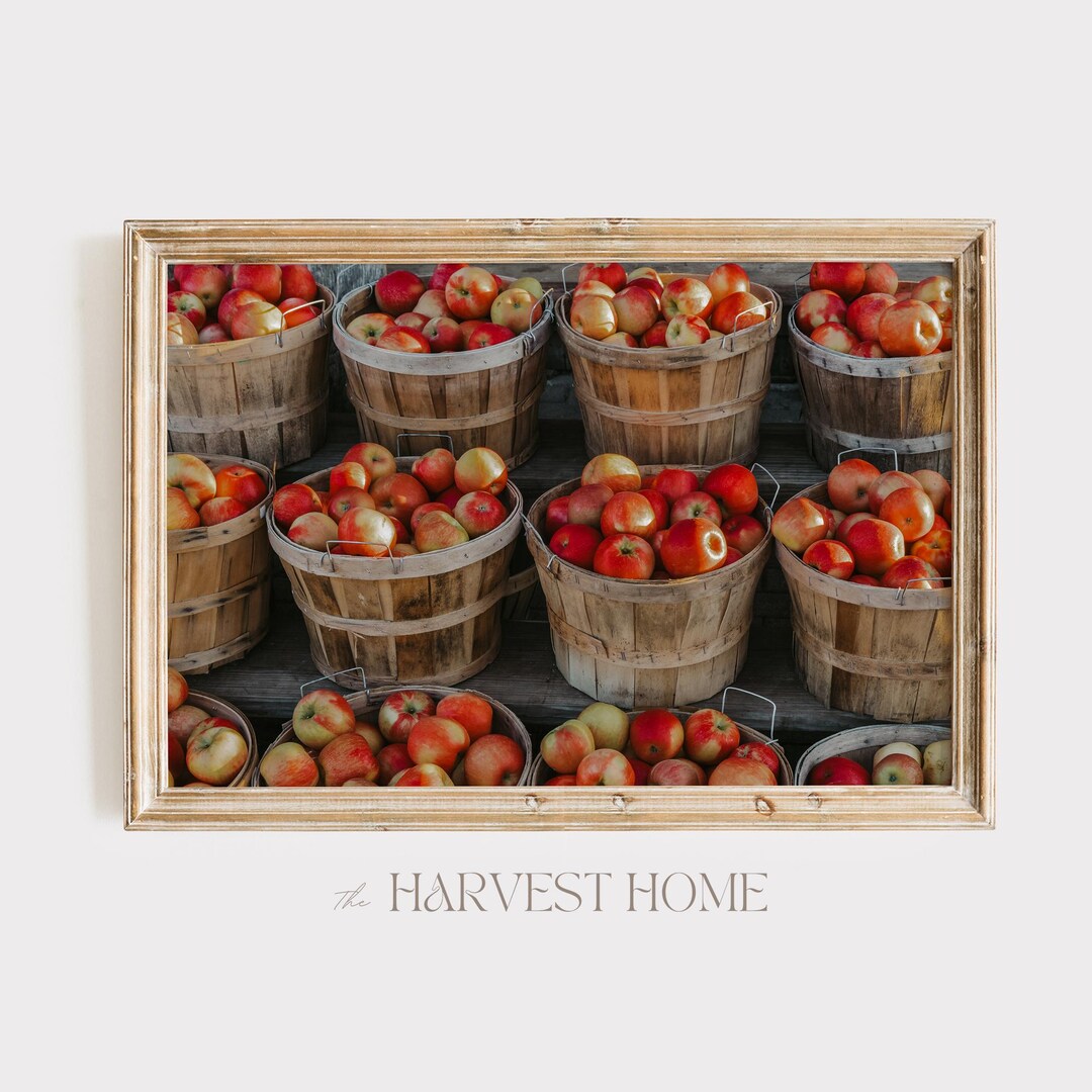 Bushels of Apples Print, Rustic Autumn Decor, Farmhouse Apple Poster ...