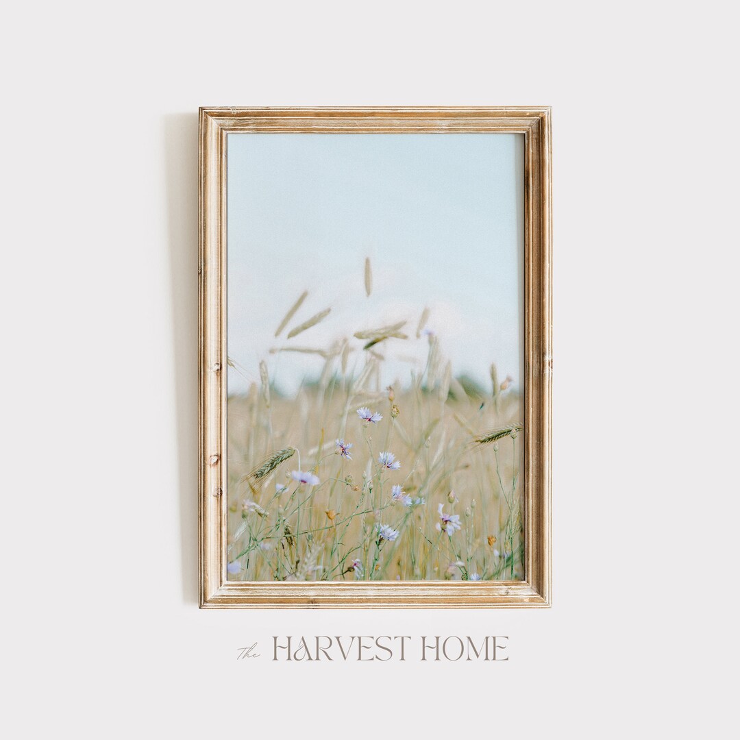 Farm Flower Field Print, Summer Scenery Print, Little Blue Flowers ...
