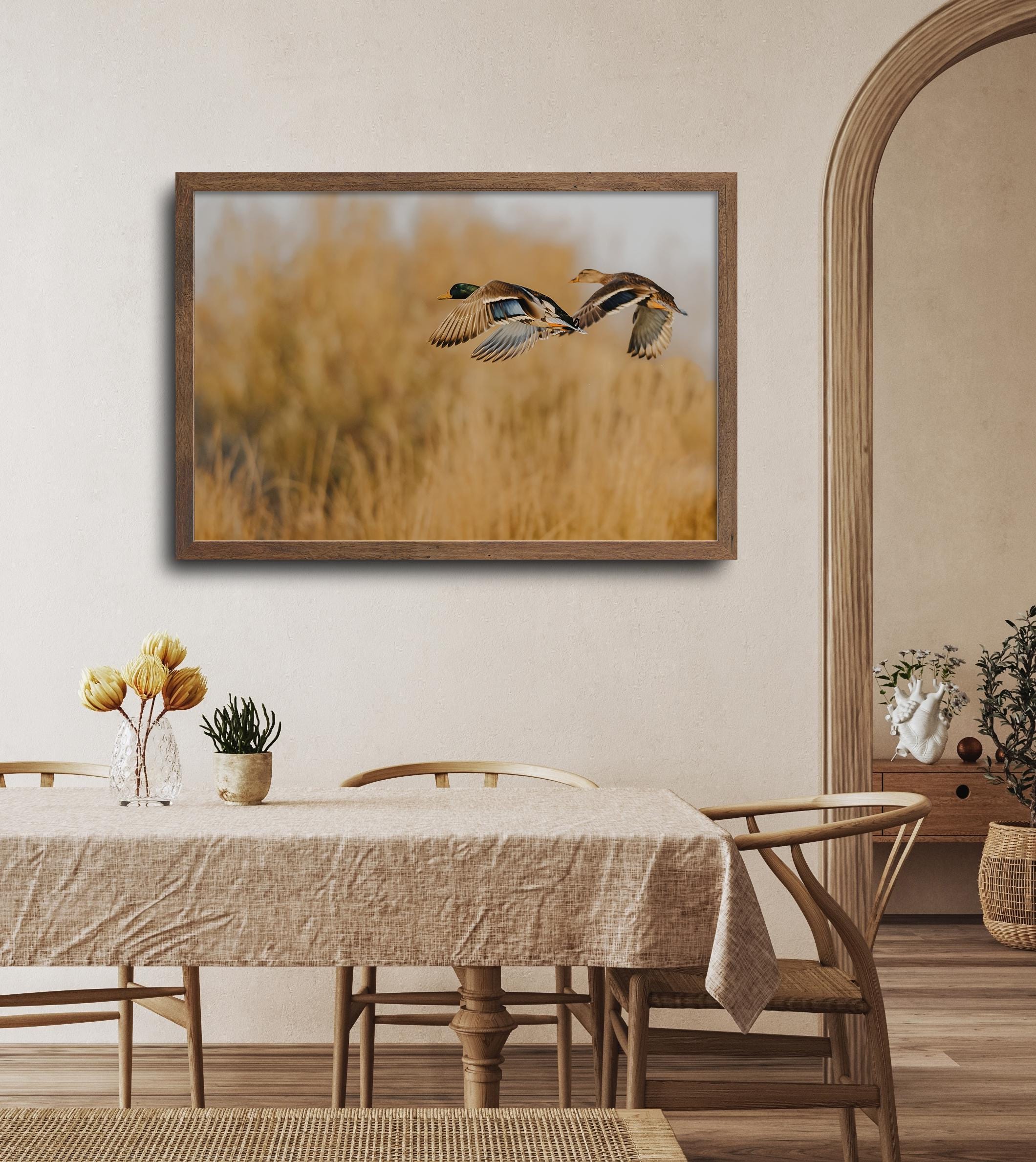 Mallard Ducks Taking Flight Print, Midwest Scenery, Autumn Wildlife ...
