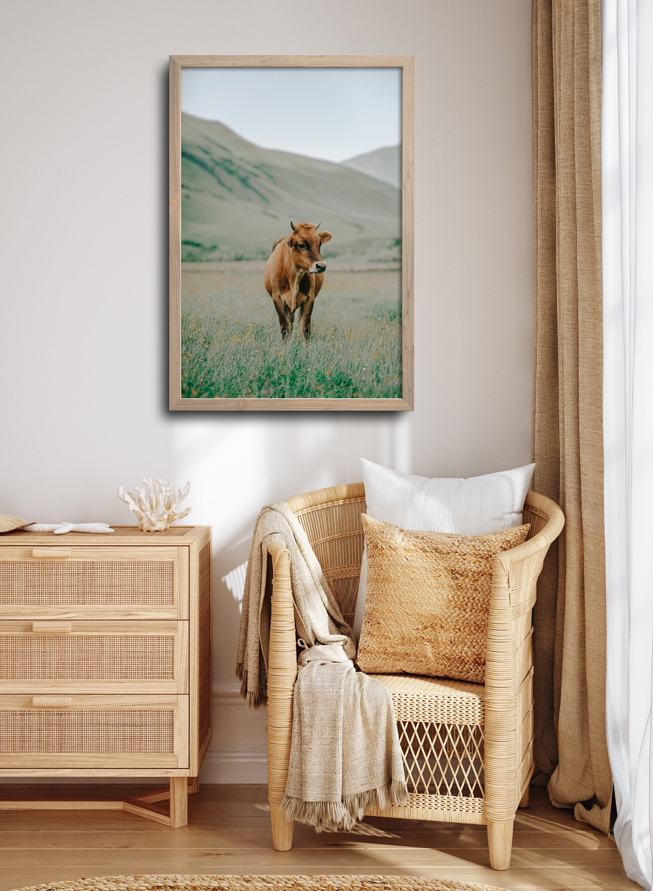 Jersey Milk Cow Print, Milk Cow in Lush Pasture, Countryside Decor ...
