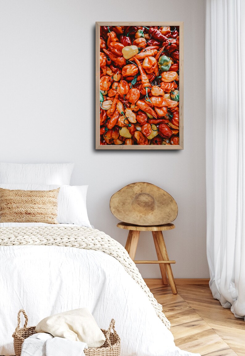 Pepper Garden Harvest Print, Hot Pepper Wall Art, Kitchen Decor ...