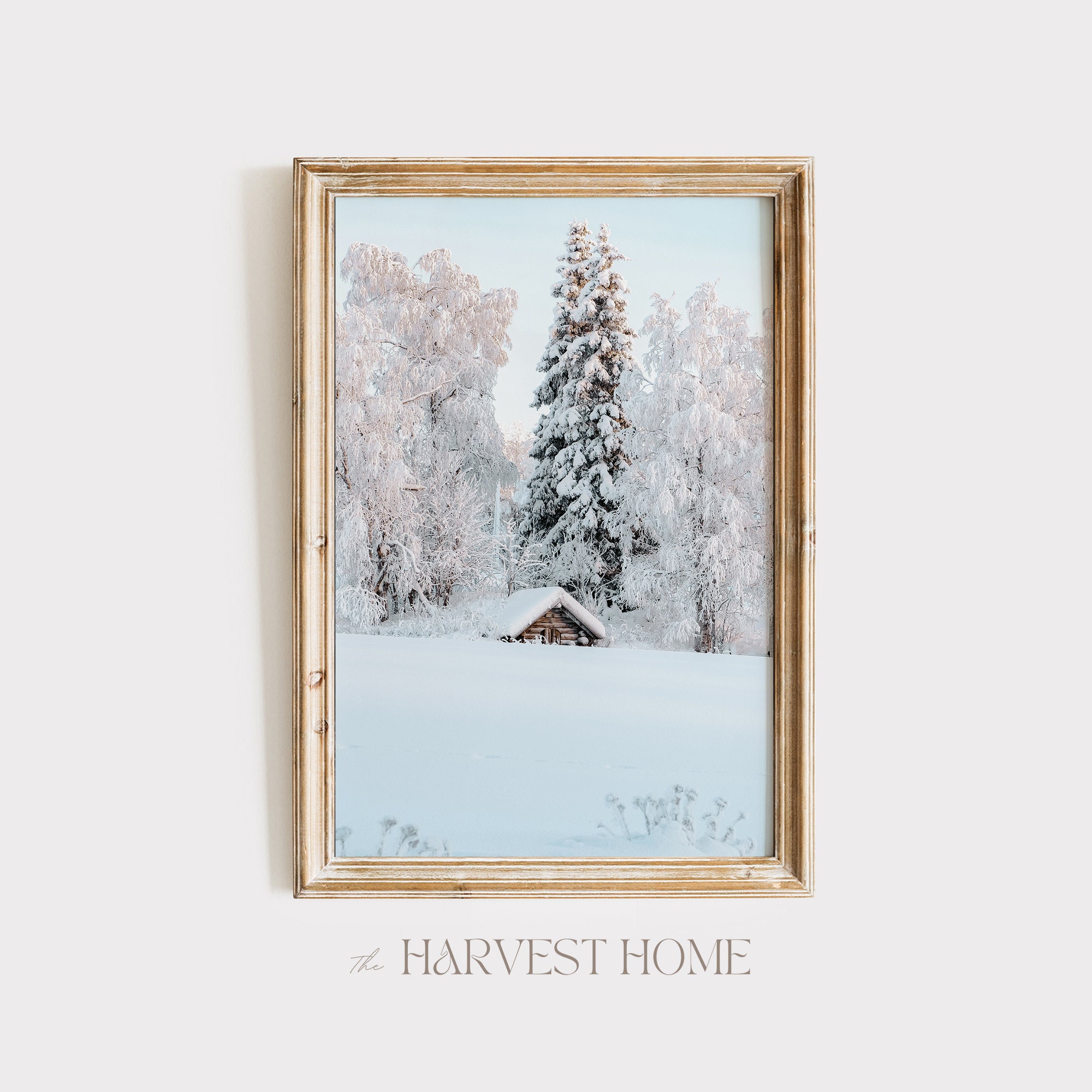 Hidden Winter Cabin Poster, Log Cabin Covered in Snow, Winter Cabin ...