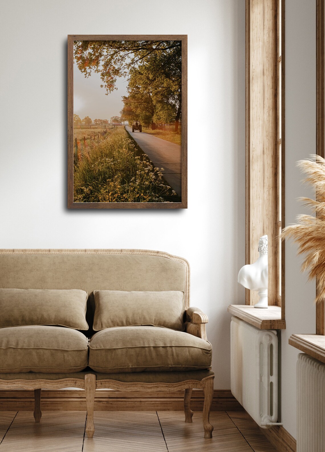 Tractor on Country Lane Print, Autumn Sunset Poster, Farmhouse Decor ...