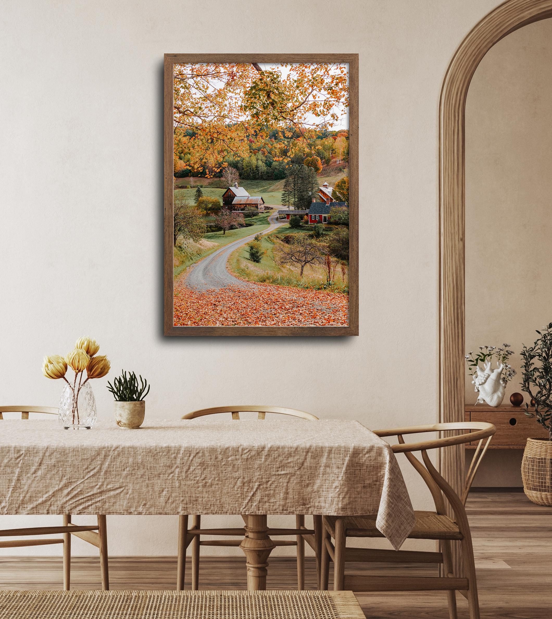 Old New England Farm Print, Vermont in Autumn Poster, Rustic Home Decor ...