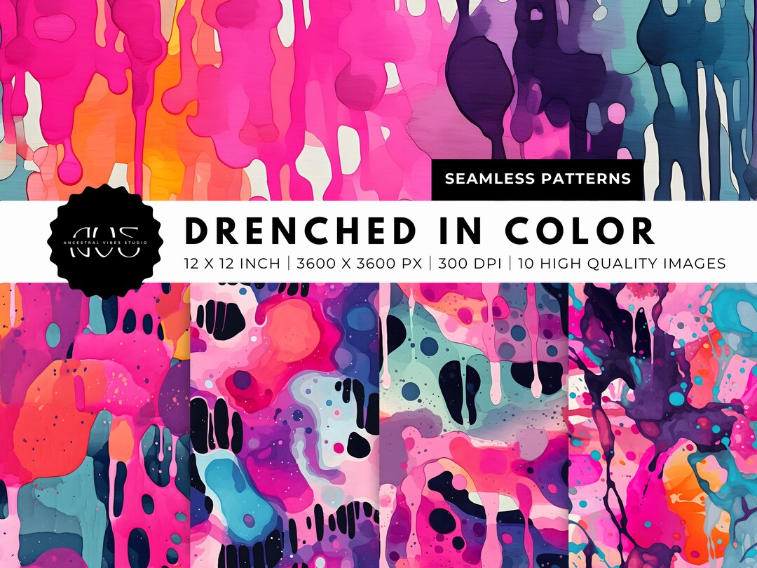 Hot Pink Paint Splatters, Paint Drips, Seamless Patterns, Digital ...