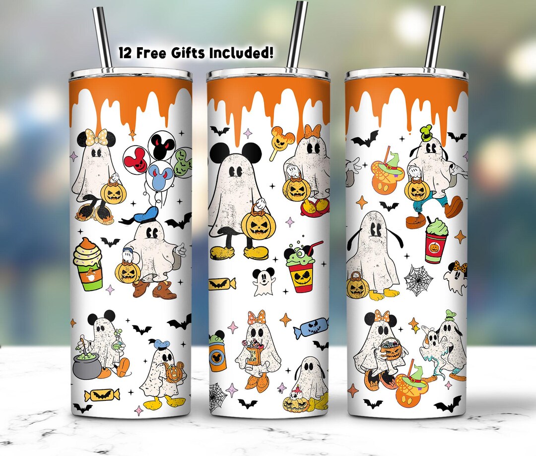 Cartoon Halloween 20oz Skinny Tumbler Wrap Png Sublimation, Halloween ...