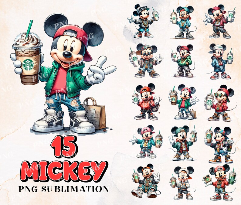 15 Designs Mikey Mouse Png Bundle, Cartoon Png Sublimation, Mouse ...