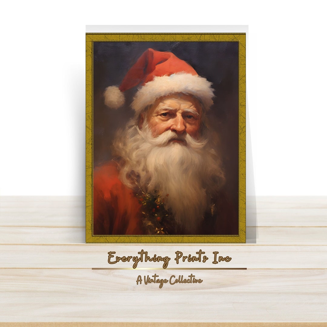 Santa Claus Portrait Print, Vintage Santa Oil Painting, Santa Picture ...