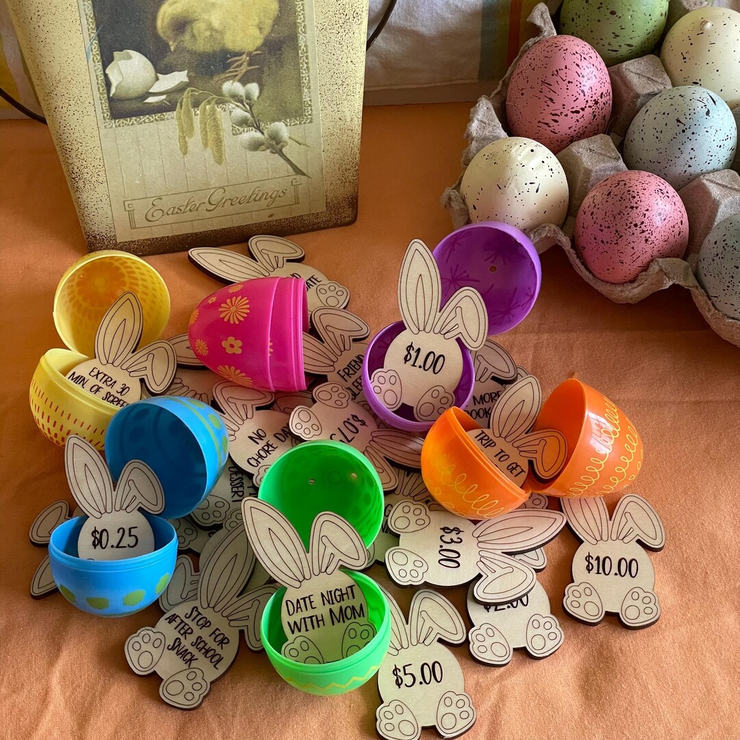 Easter Egg Tokens Easter Bunny Reward Tokens – Fun Wooden Easter Egg ...