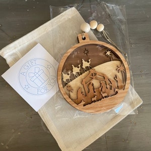 Layered Nativity Wood Christmas Ornament | Christian Religious Ornament ...