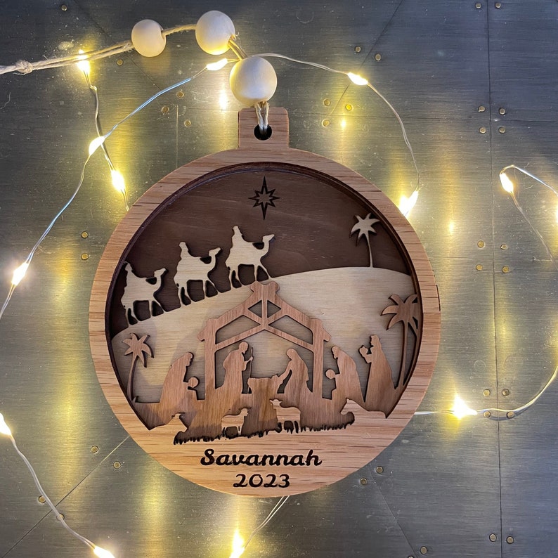 Layered Nativity Wood Christmas Ornament | Christian Religious Ornament ...