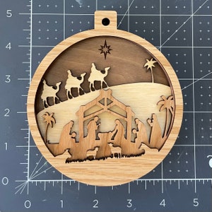 Layered Nativity Wood Christmas Ornament | Christian Religious Ornament ...