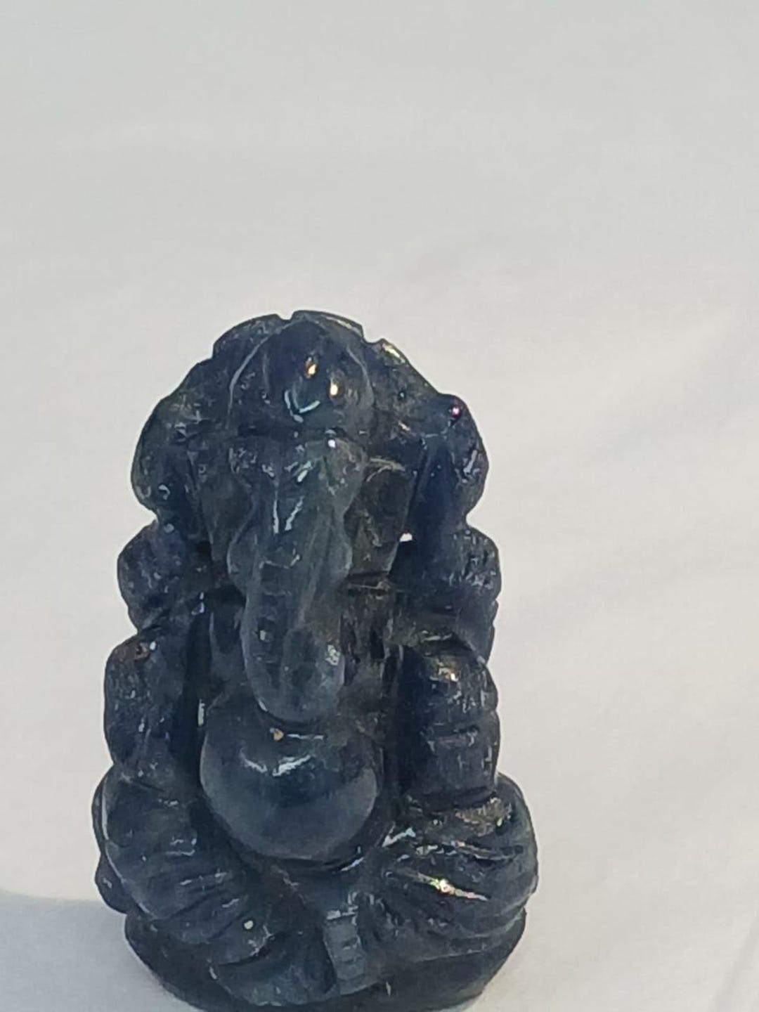 Hand Carved Ruby Ganesha Sculpture: 54.60cts Natural Untreated Blue ...