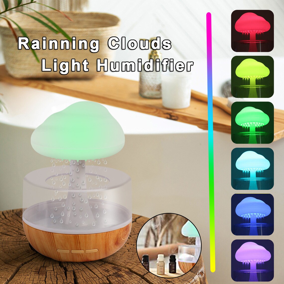 2-in-1 Desk Humidifier Zen Diffuser Raining Cloud Night Light - Etsy