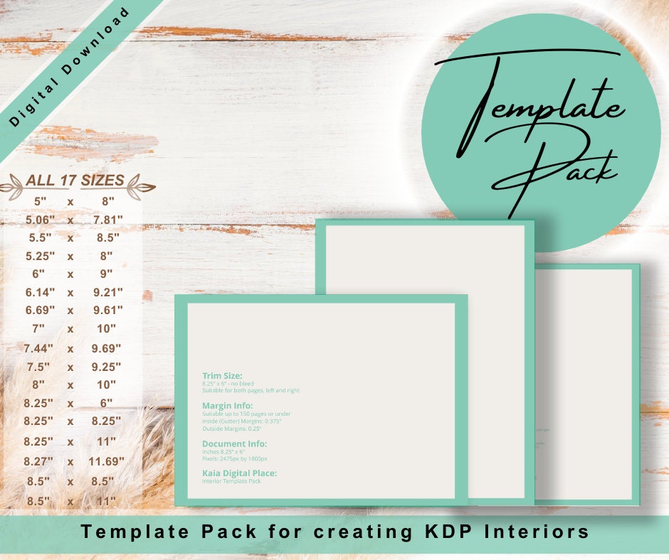 Interior Template Pack for KDP All 17 Sizes Template From 5 X 8 to 8.27 ...