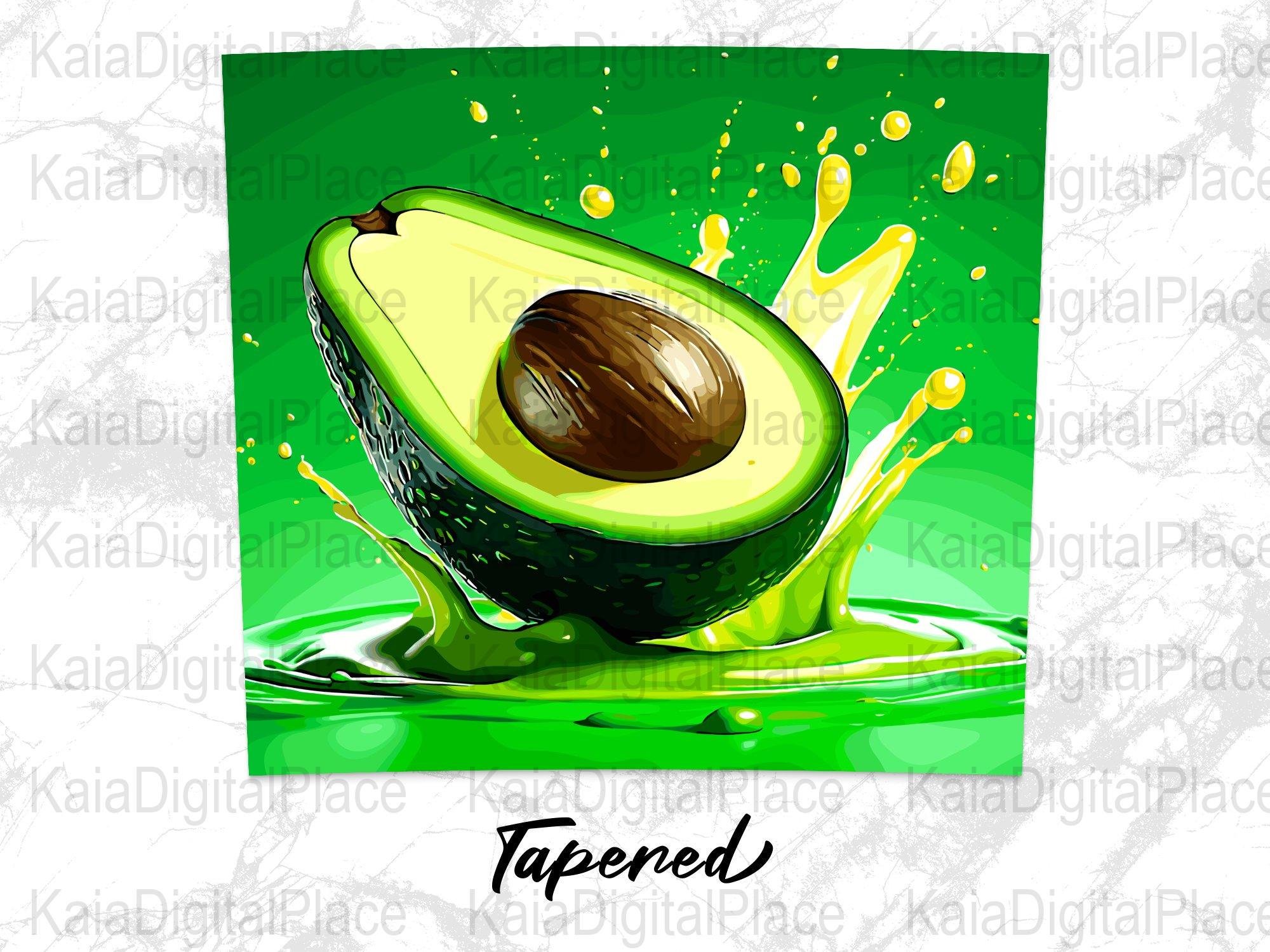 Avocado Splash Art Tumbler Design, Vibrant Green Avocado Print, Fun ...