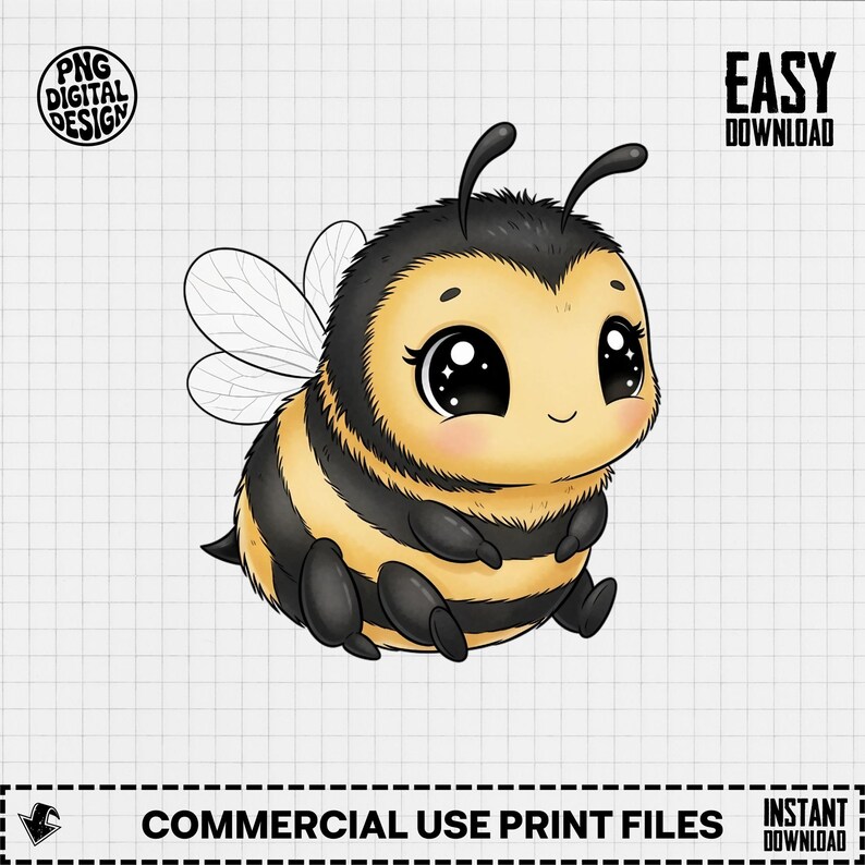 Cute Bee Clipart, Kawaii Bee Clipart, Cartoon Bee Digital, Baby Nursery ...