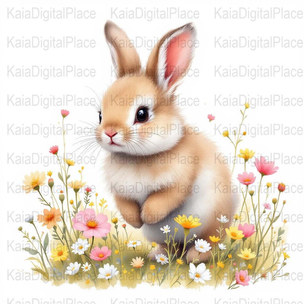 Cute Bunny Digital Tumbler Wrap PNG, Animal Design for Cup Sublimation ...